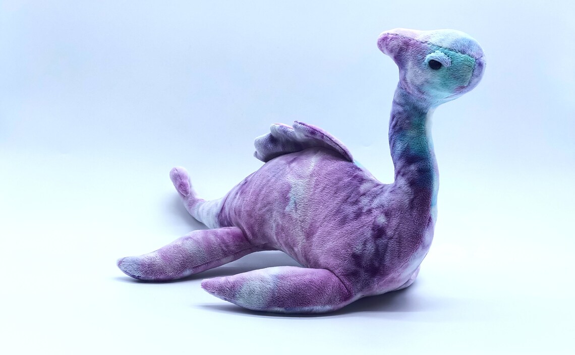 Marsaili the Loch Ness Monster Plush / Tie-dye Cyan and Pink / - Etsy UK