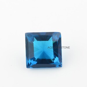 Swiss London Blue Topaz Gemstone-square 16x16 Mm Faceted Gemstone-hand ...