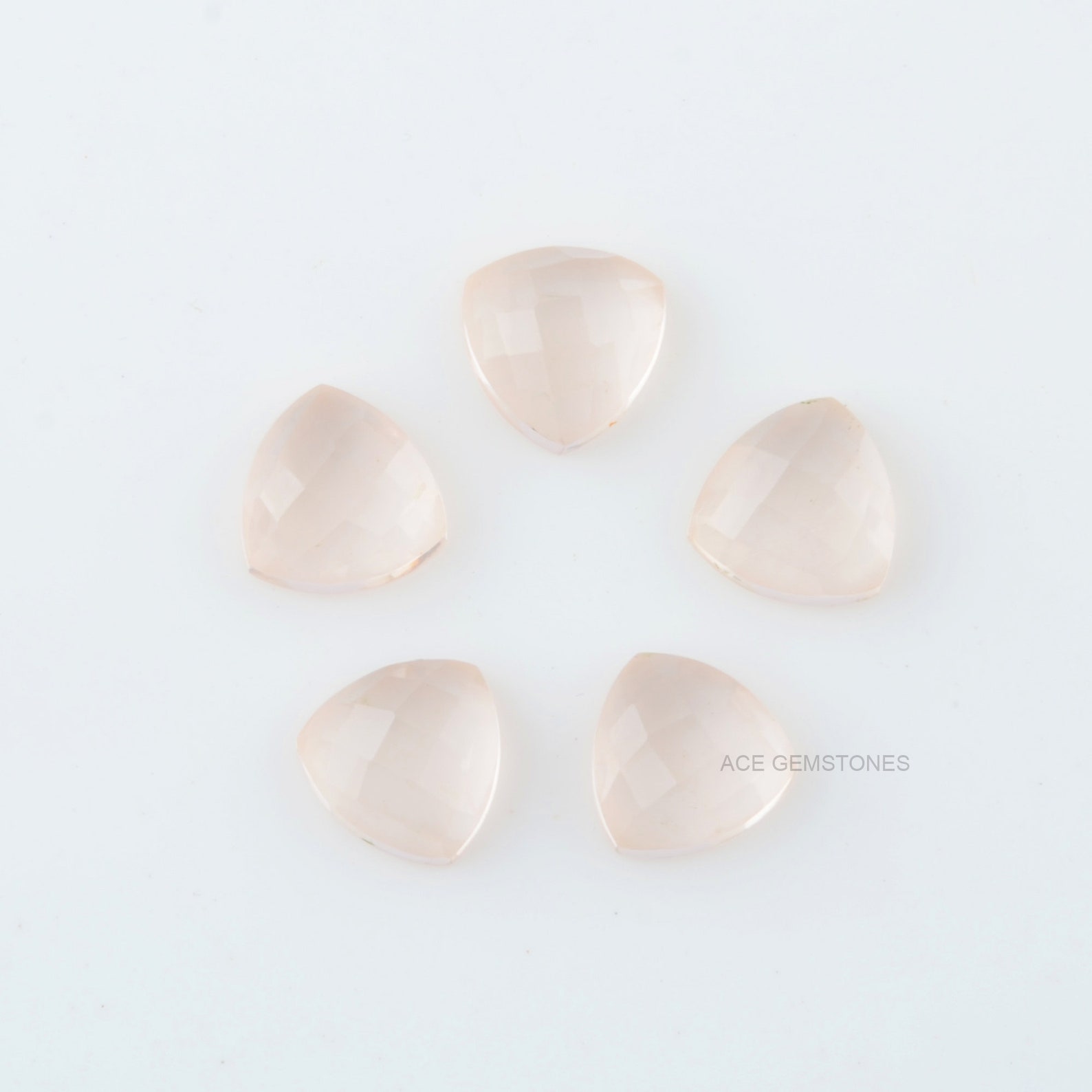 Morganite Quartz 10mm Trillion Shape Rose Cut Gemstone-flat Back ...
