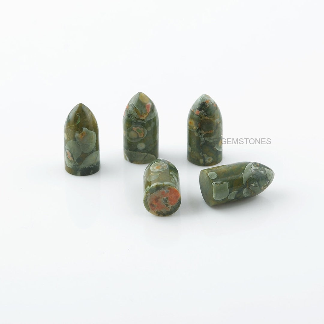 Green Rhyolite 9x16 Mm Bullet Shape Gemstone-wholesale Gemstone-green ...