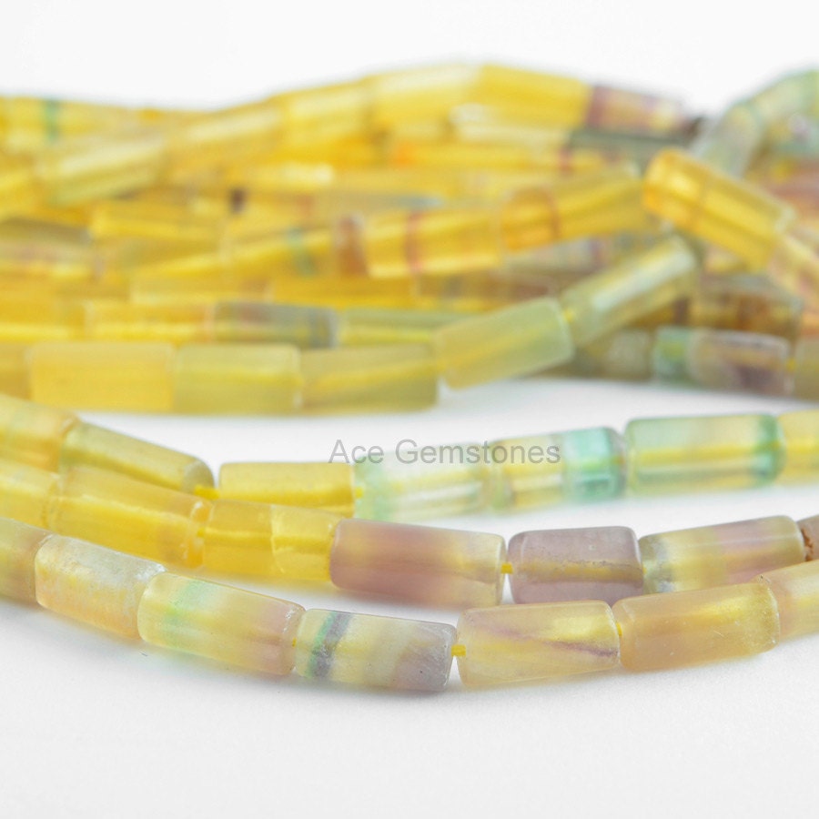 Fluorite Smooth Tube Beads Strand 4x9mm Gemstone Beads AAA | Etsy