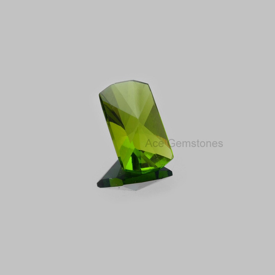 Rare Hand Cut Peridot Quartz Fancy Cut Rectangle Faceted Loose Gemstone ...