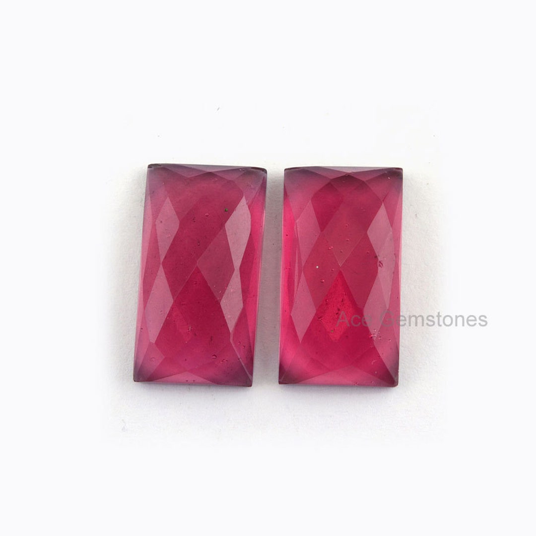 Red Garnet Quartz-faceted Rectangle 11x20mm Gemstone-garnet Quartz ...