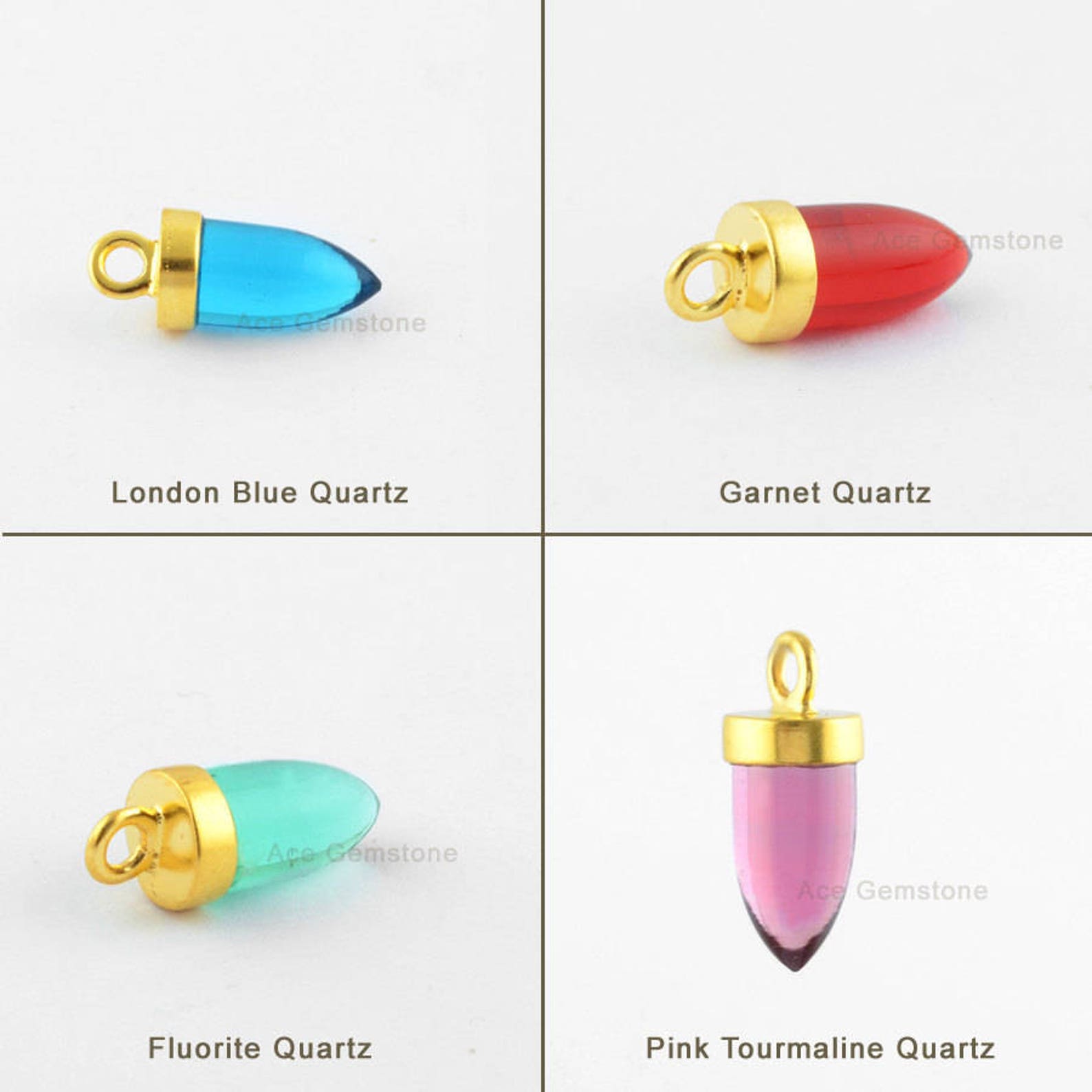 Gemstone Bullet Charms Vermeil Sterling Silver Mix Color | Etsy