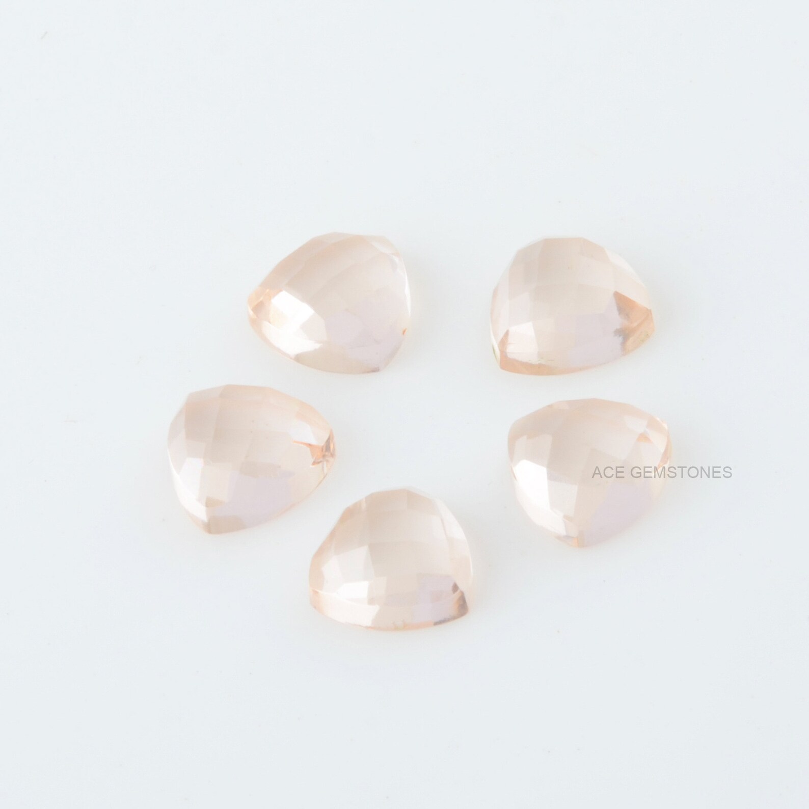 Morganite Quartz 10mm Trillion Shape Rose Cut Gemstone-flat Back ...