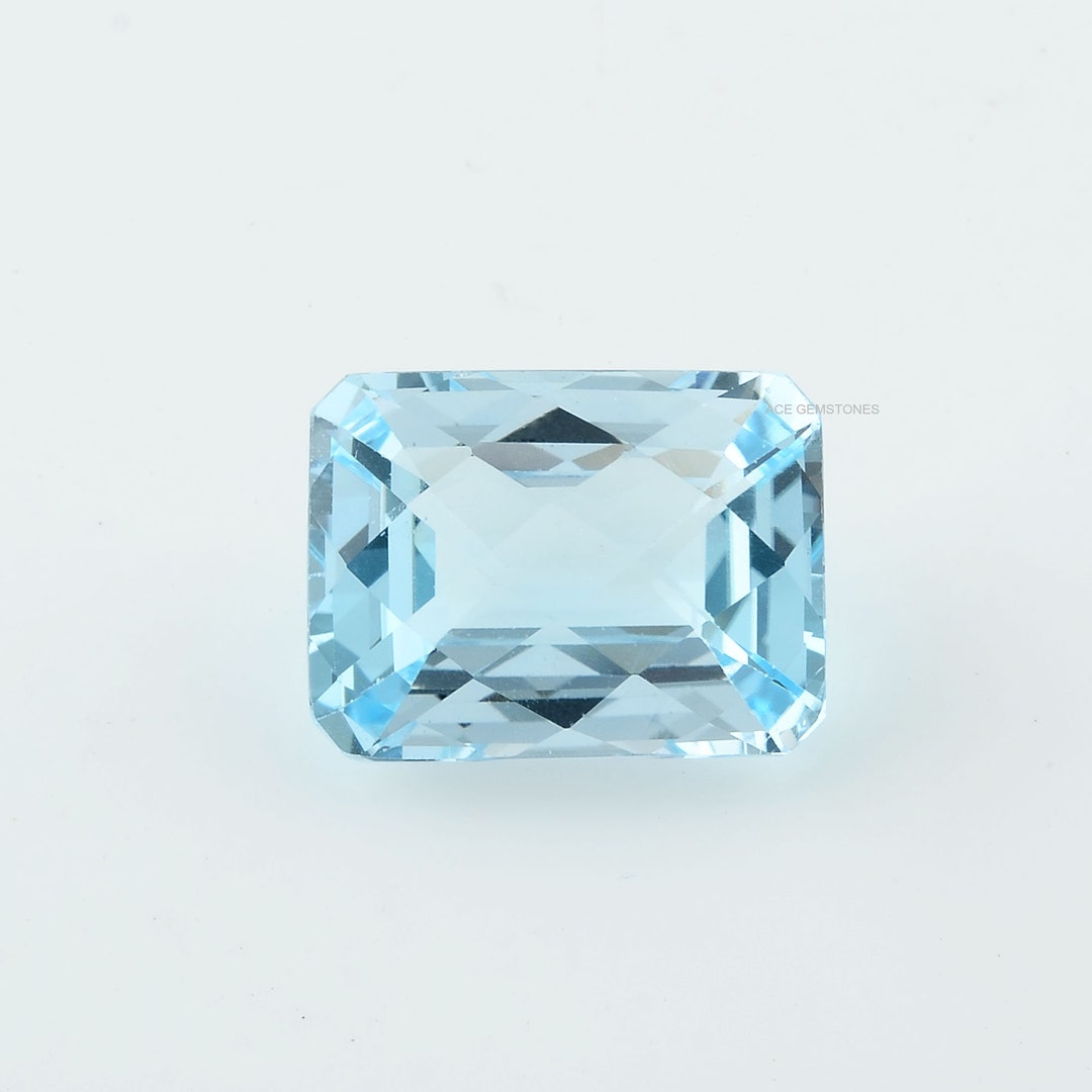 15.28 Ct Sky Blue Topaz 12x16 Mm Rectangle Shape Gemstone- Radiant Cut ...