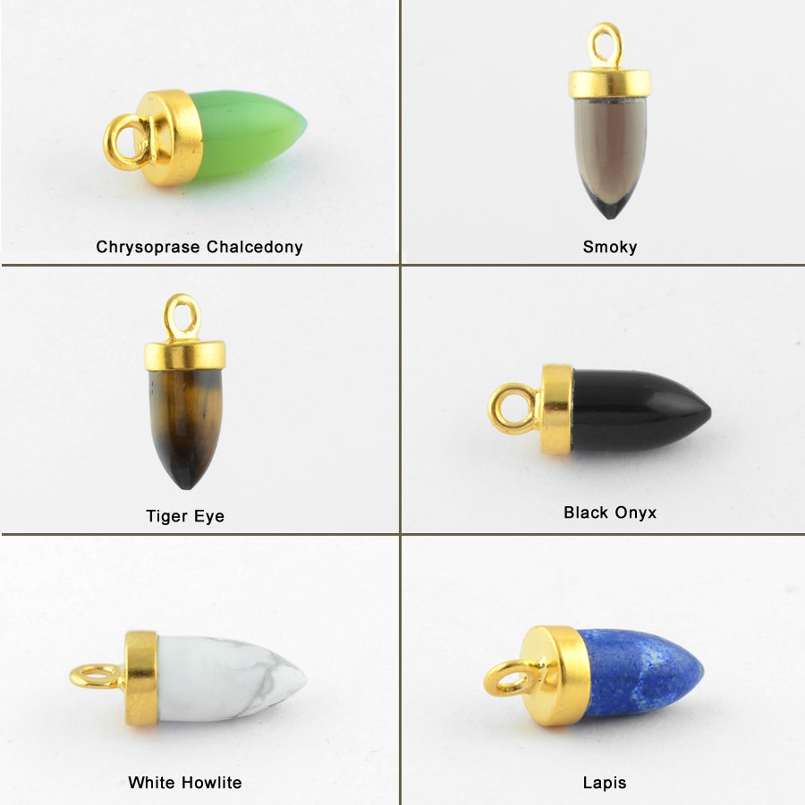 Gemstone Bullet Charms Vermeil Sterling Silver Mix Color | Etsy