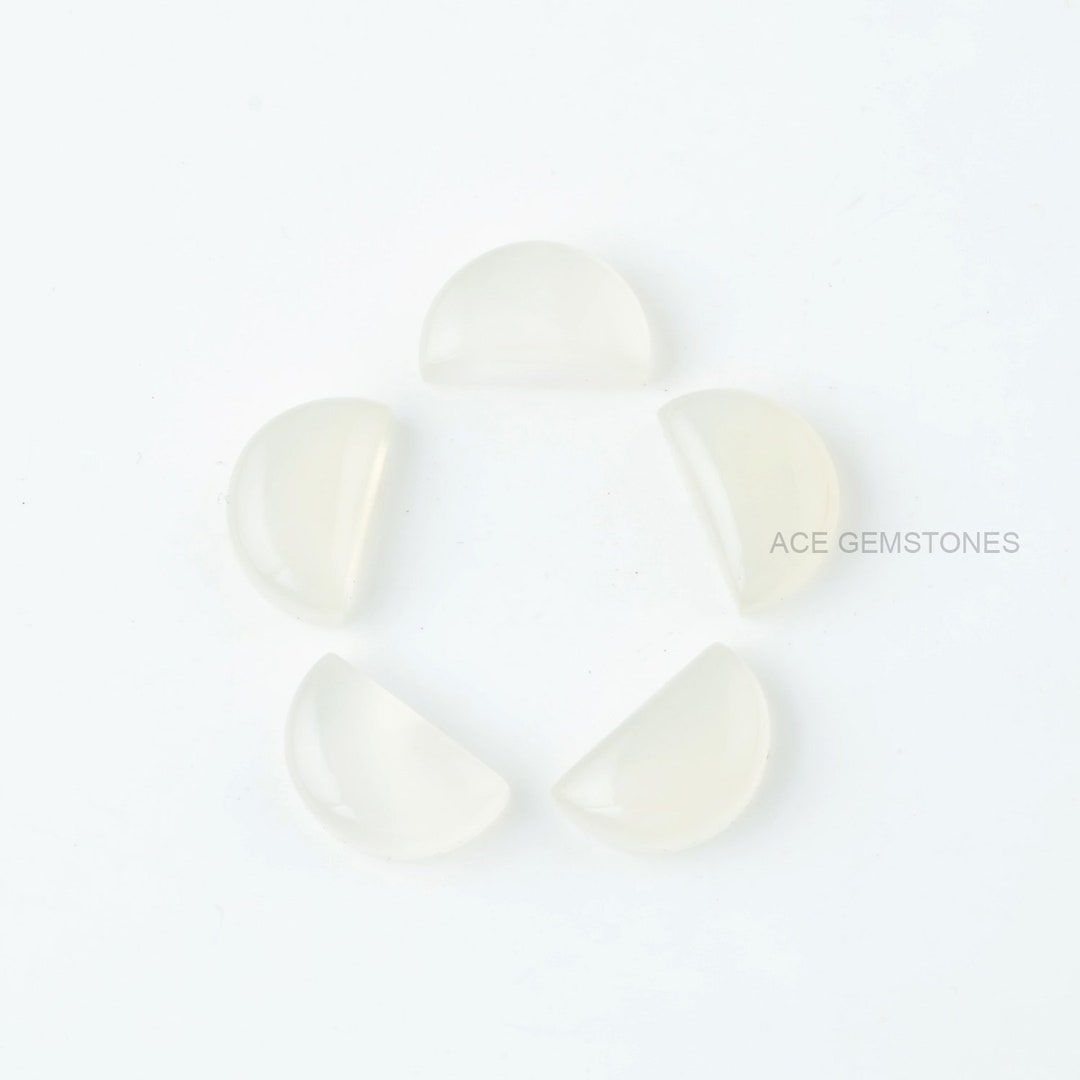 White Chalcedony 10x16 Mm Half Moon Shape Gemstone-gemstone Cabochons ...