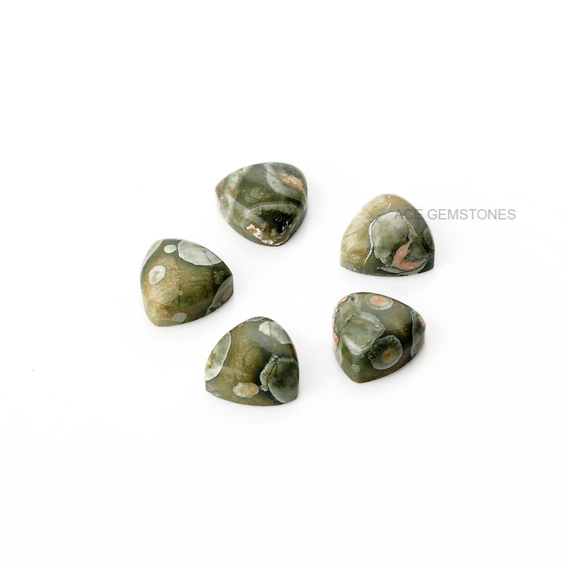Natural Green Rhyolite Trillion 10x10 Mm Cabochon Gemstone | Etsy