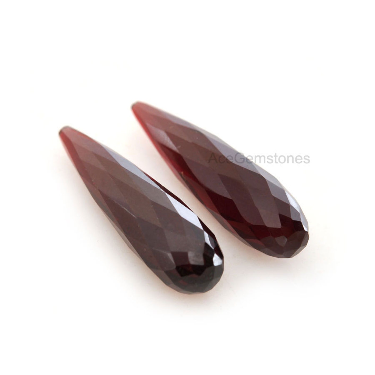 Garnet Quartz Loose Gemstone Long Drop Pair 8x30mm | Etsy