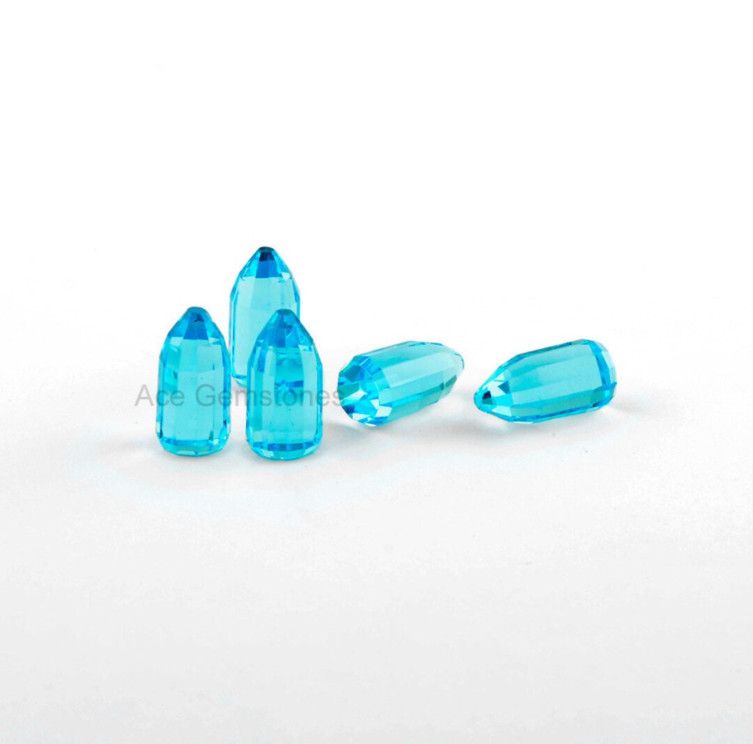 Faceted Bullet Shape Stone for Jewelry, Aqua Quartz Faceted Loose ...