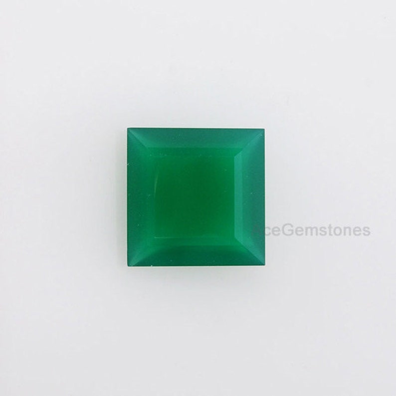 Green Onyx - Calibrated Cabochons - Faceted Loose Gemstone - Square 14 ...