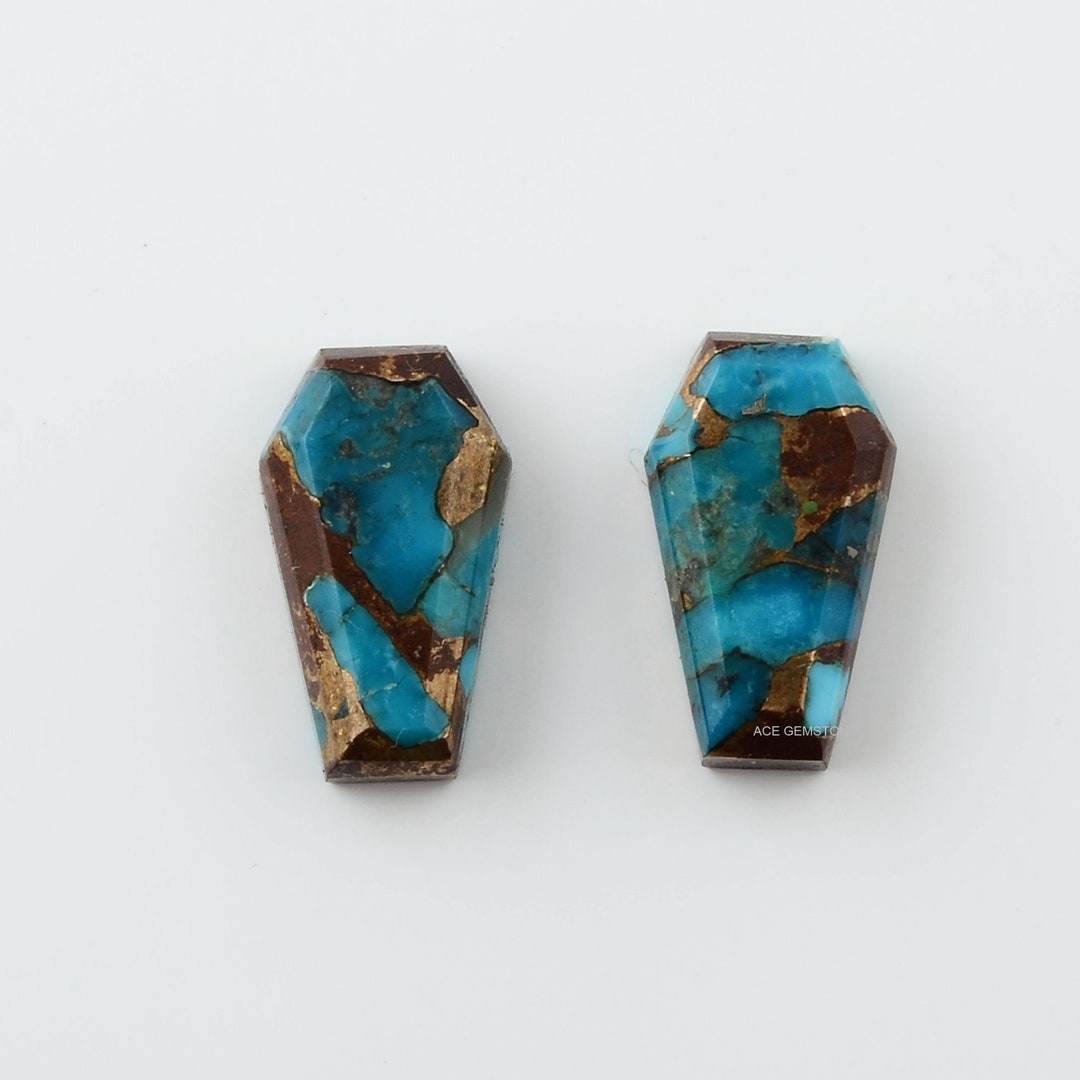 Lava Copper Turquoise 10x17 Mm Coffin Shape Gemstone- Turquoise Coffin ...