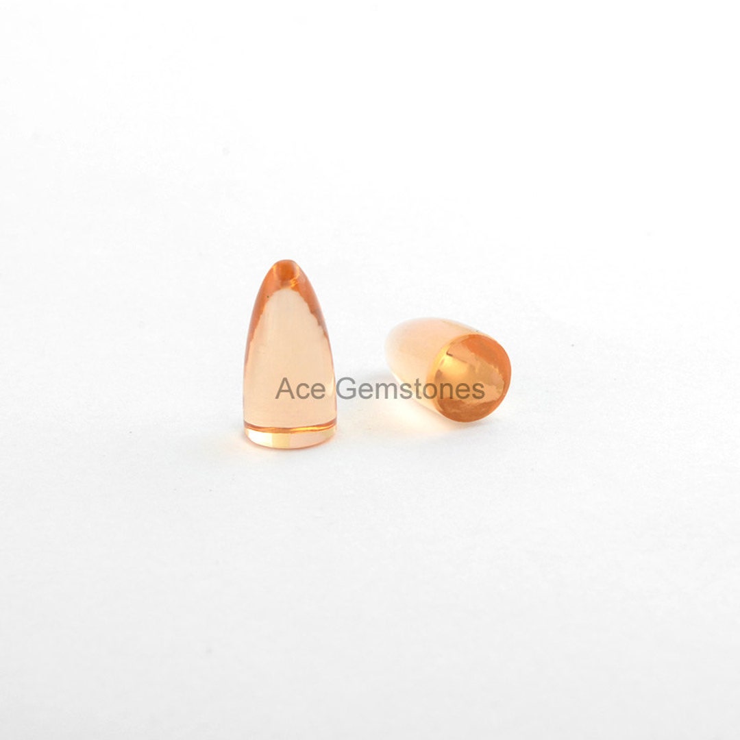 5 Pcs Bullet Cabochons Champagne Quartz 8x16mm Smooth Semiprecious ...