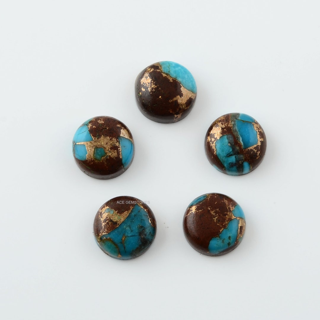 10 Mm Round Lava Copper Turquoise Gemstone- Natural Turquoise Stone ...