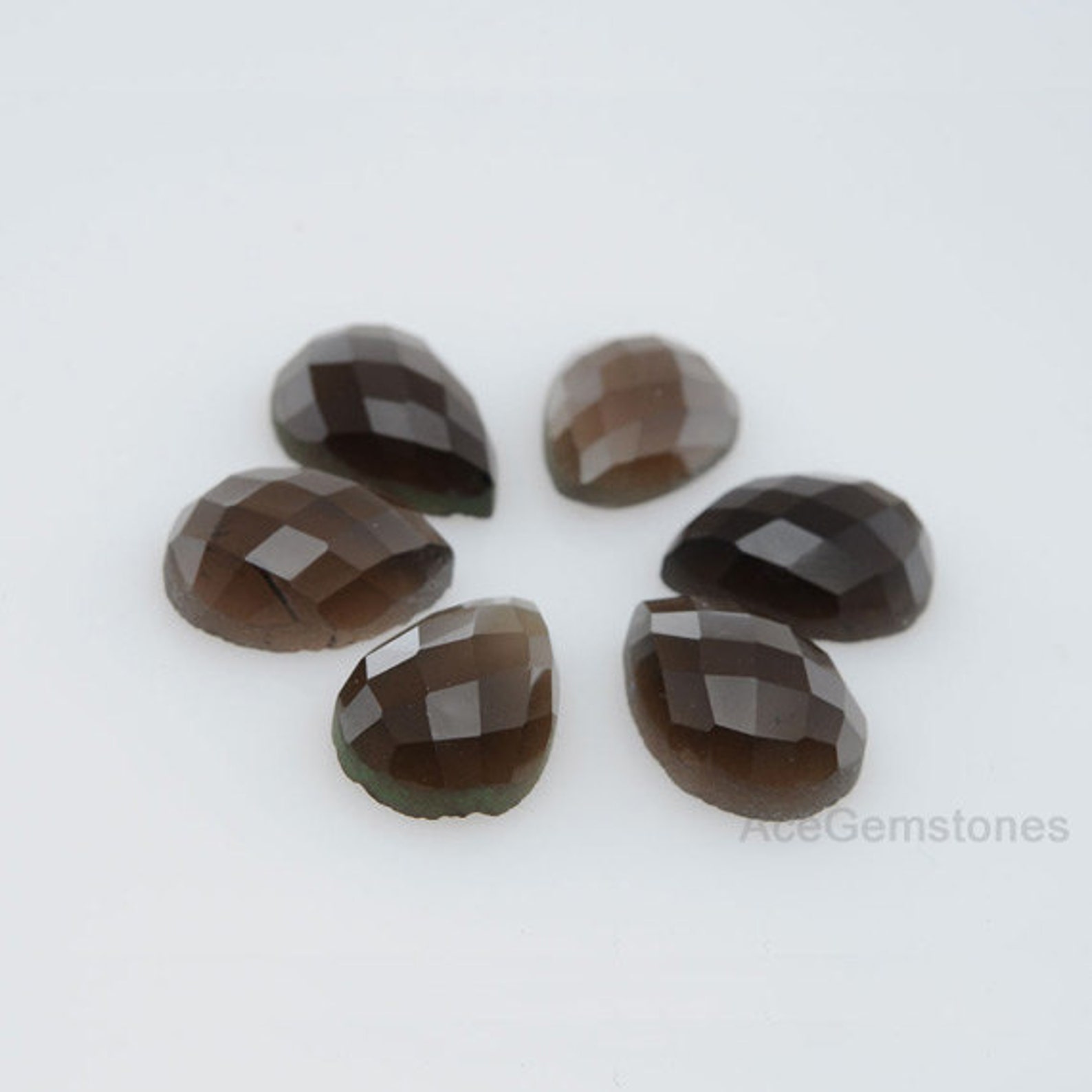 Smoky Quartz Checkerboard Faceted Calibrated Cabochons Pear | Etsy