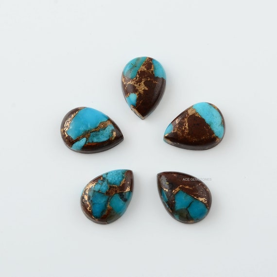 Lava Copper Turquoise 10x14mm Pear Gemstone Genuine Turquoise - Etsy