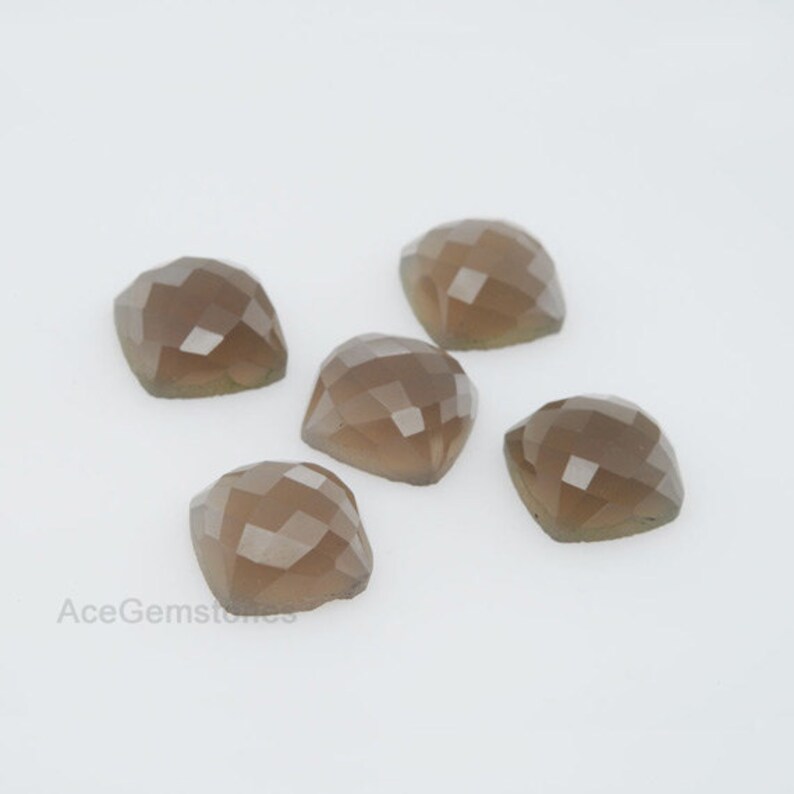 Grey Chalcedony Checkerboard Faceted Calibrated Cabochons | Etsy