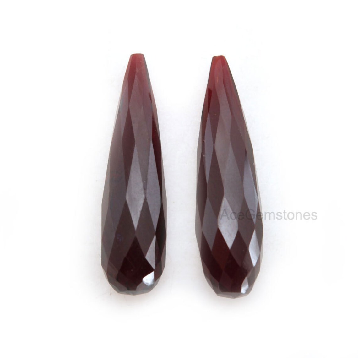 Garnet Quartz Loose Gemstone Long Drop Pair 8x30mm | Etsy