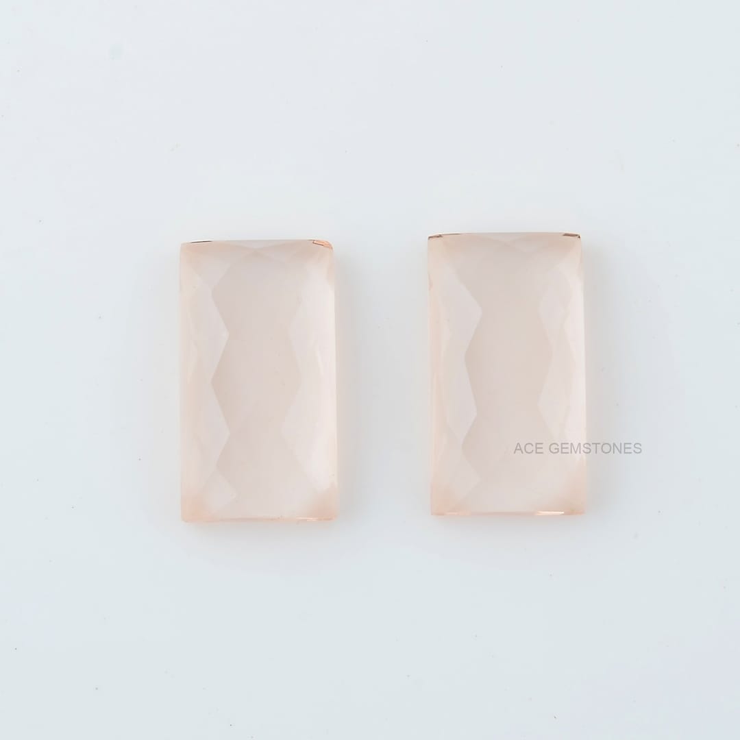 Morganite Quartz 11x20 Mm Rectangle Rose Cut Gemstone-jewelry Making ...