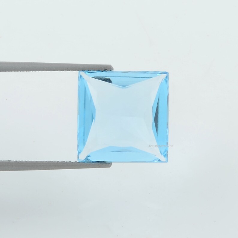 8.00 Ct Genuine Sky Blue Topaz 12x12 Mm Square Princess Cut | Etsy