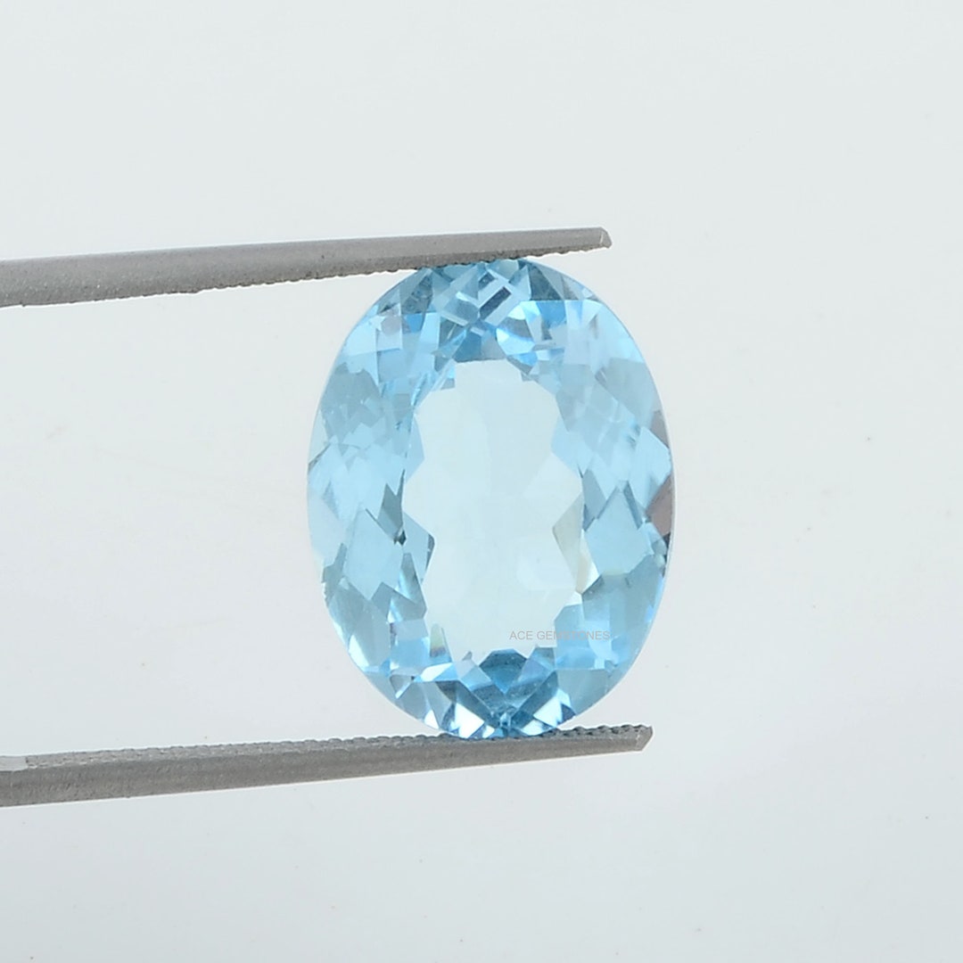 10.88 Ct Genuine Sky Blue Topaz 12x16 Mm Oval Shape Rare Gemstone Oval ...