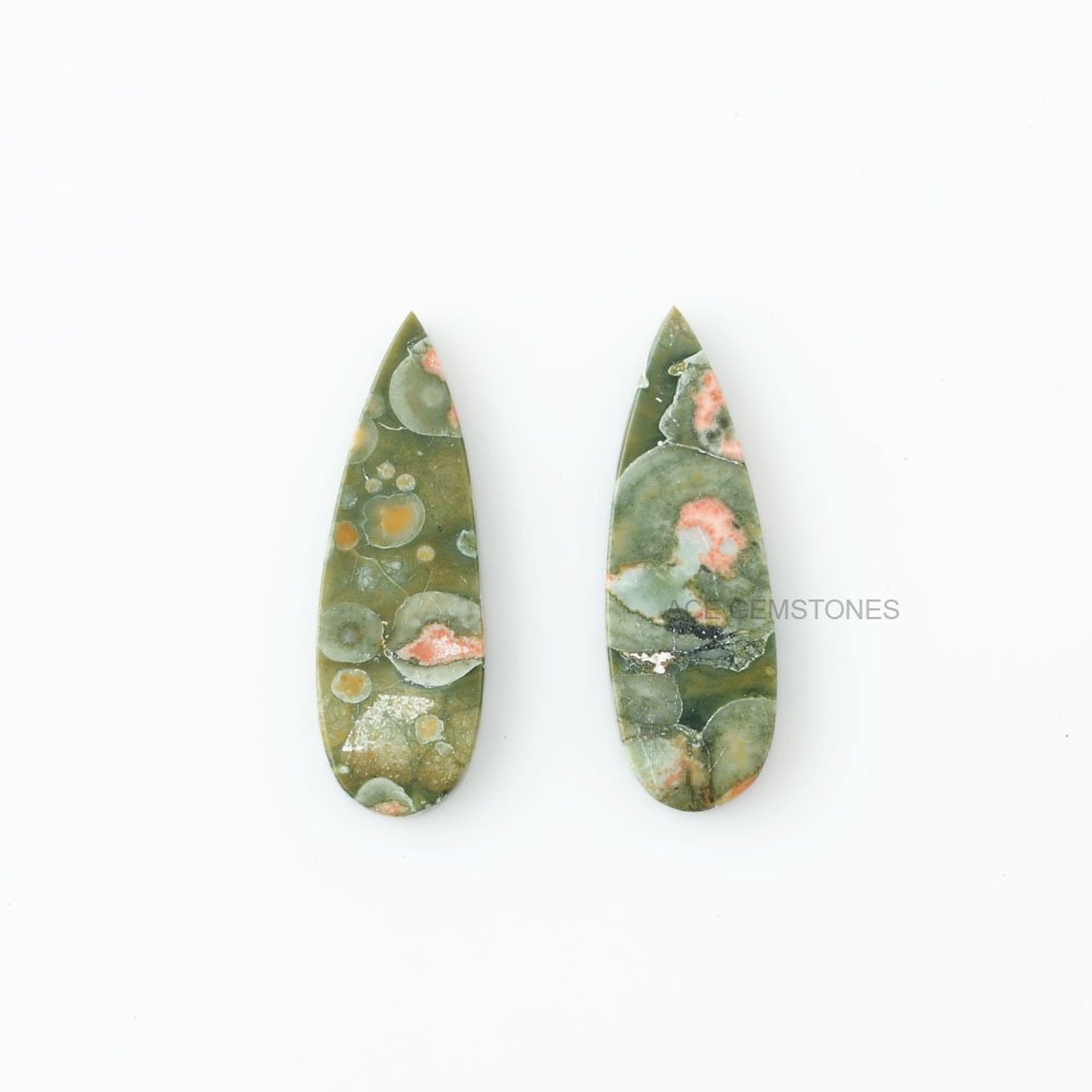 Green Rhyolite 10x30 mm Pear Shape Gemstone-Gemstone | Etsy