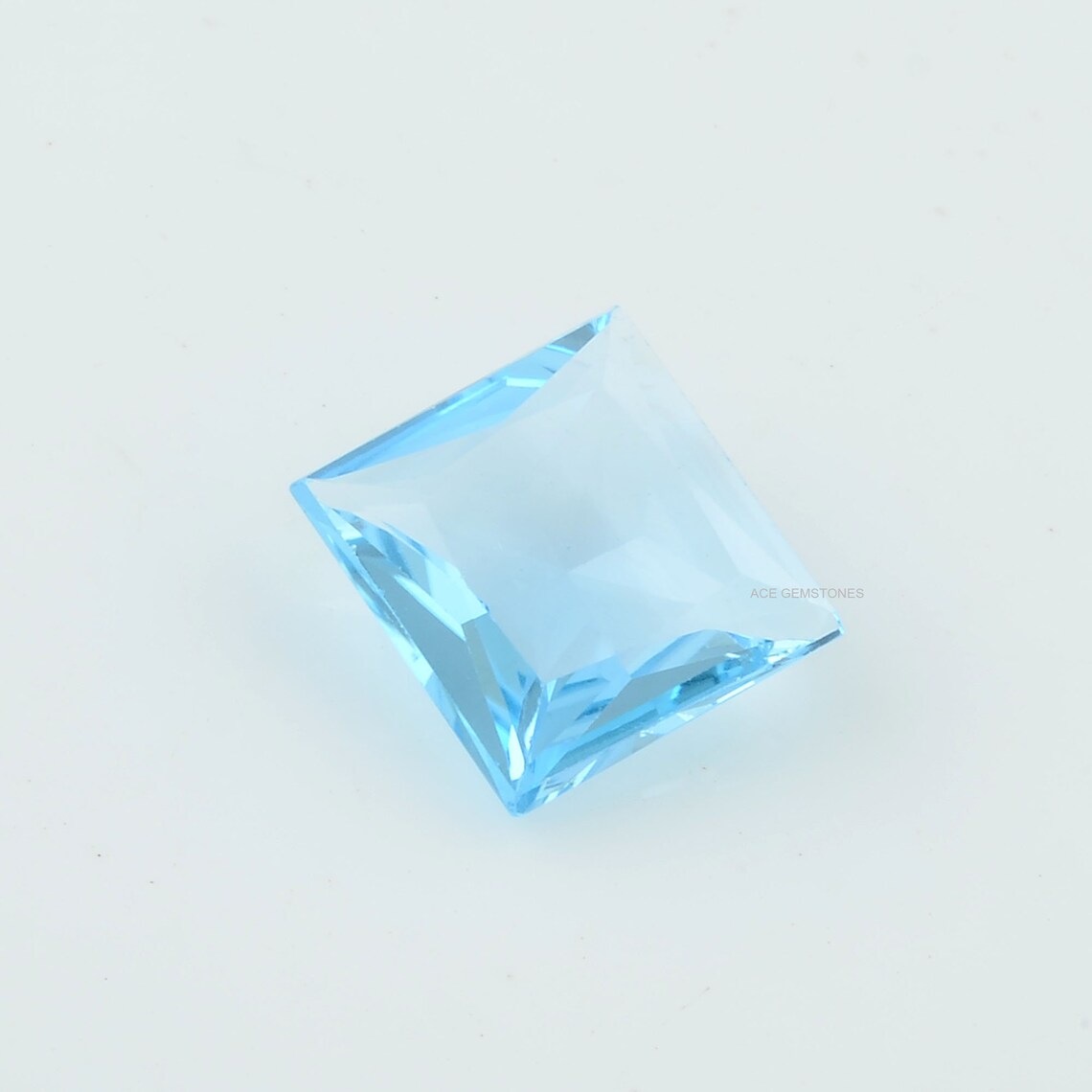 8.00 Ct Genuine Sky Blue Topaz 12x12 Mm Square Princess Cut | Etsy