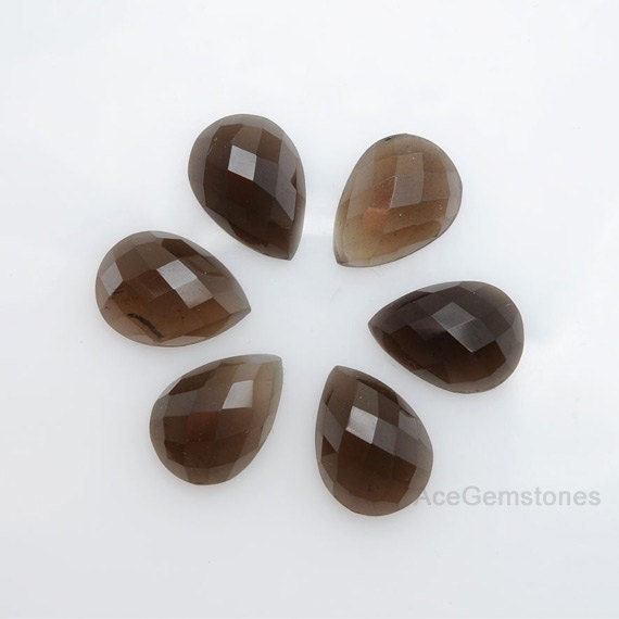 Smoky Quartz Checkerboard Faceted Calibrated Cabochons Pear | Etsy