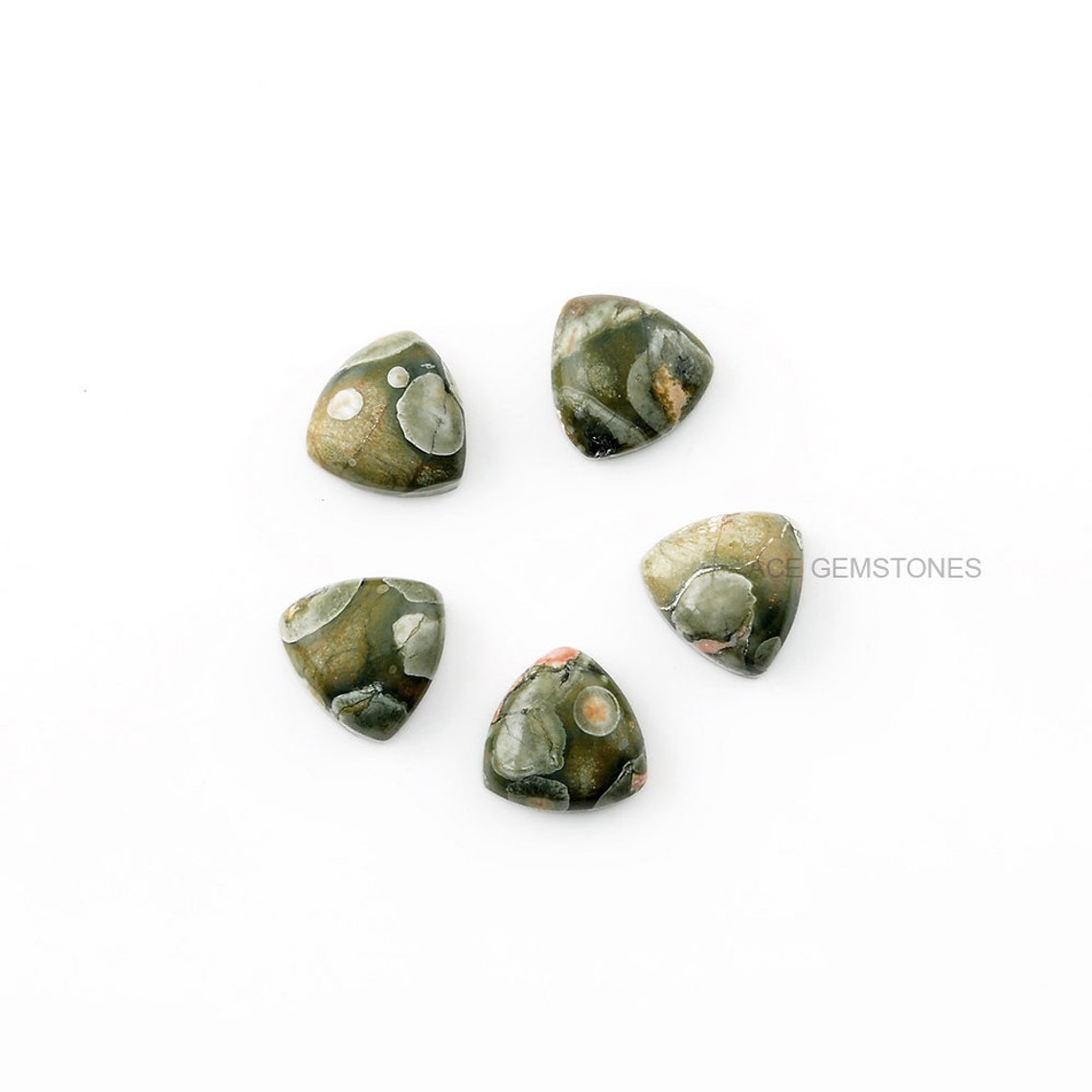 Natural Green Rhyolite Trillion 10x10 Mm Cabochon Gemstone | Etsy
