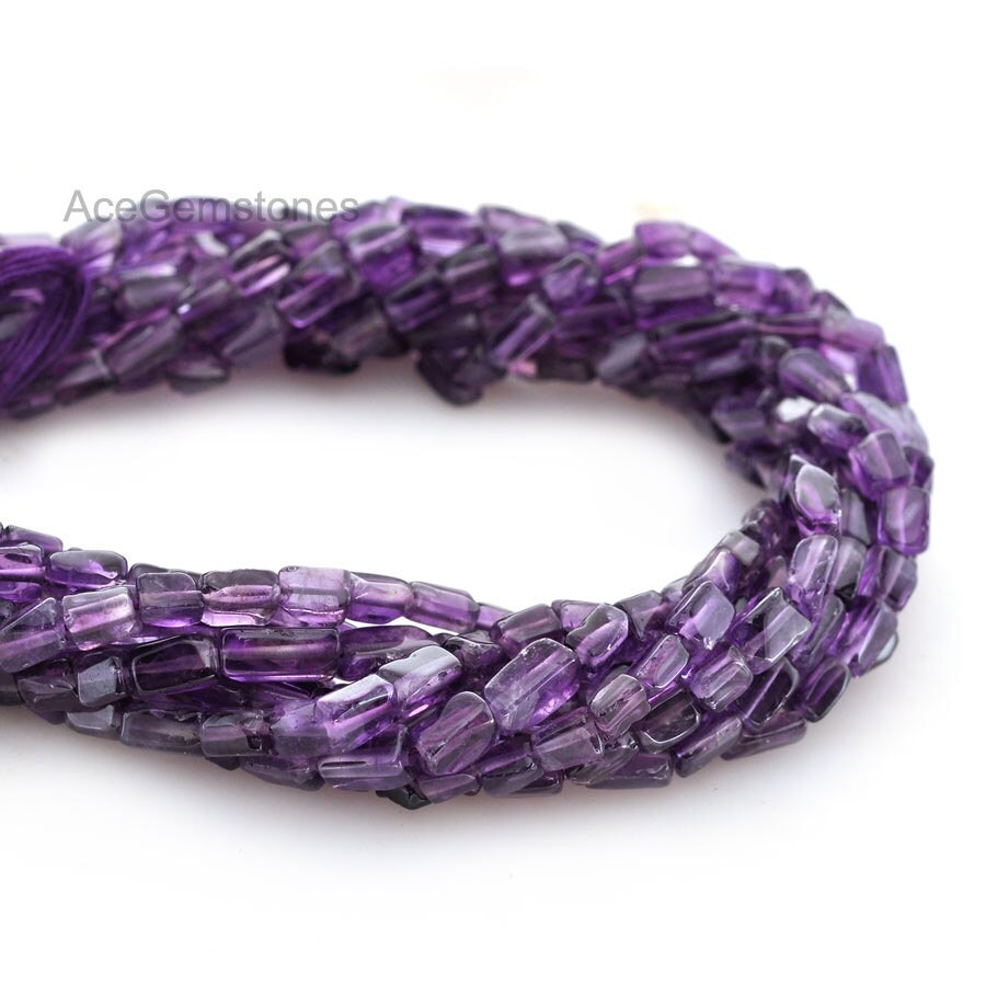 Amethyst Rectangle Tube Semiprecious Gemstone Beads A Grade | Etsy
