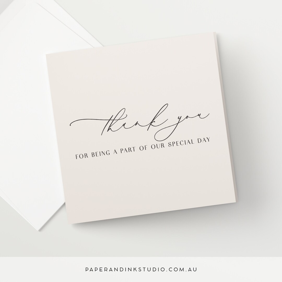 Thank You for Being Part of Our Special Day Wedding Day Cards Wedding ...