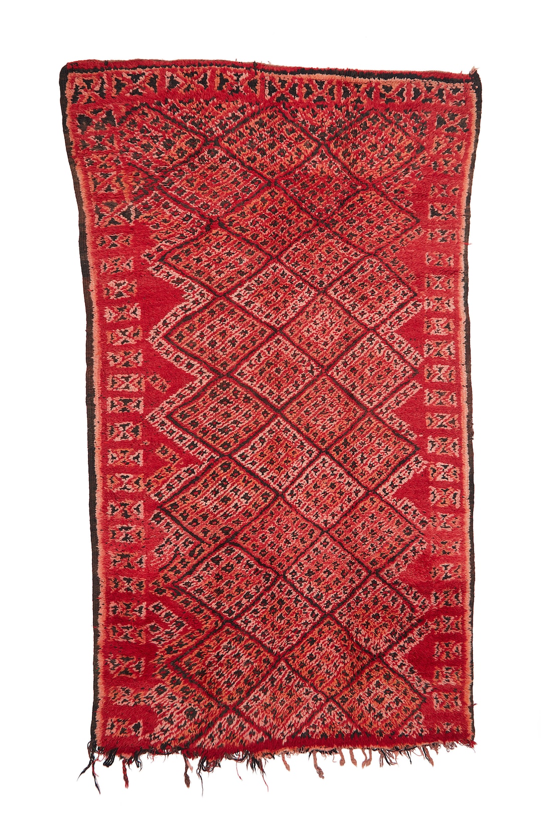 1980's Vintage Moroccan Zayan Rug, Hand Woven Wool, Snake Skin, Diamond ...