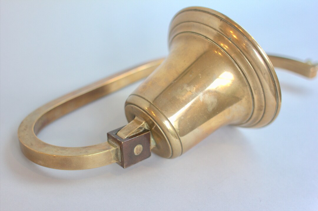 Mounted Bell, Solid Brass, Vintage, Large, Heavy, Unusual, Statement ...