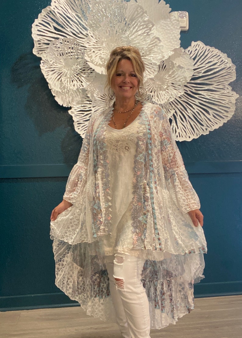 Plus Size Lace Duster, Stevie Nicks Style, Lace Kimono, Resort Wear ...