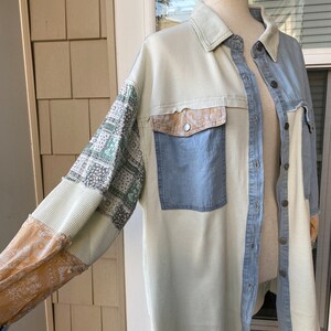 Lightweight Summer Jacket, Plus Size Shacket, Patchwork Denim Shirt ...