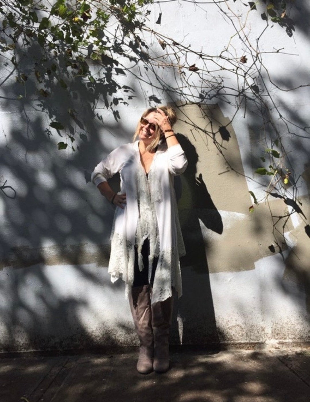 Boho Chic Lace Waterfall Cardigan With Handkerchief Hemline - Etsy