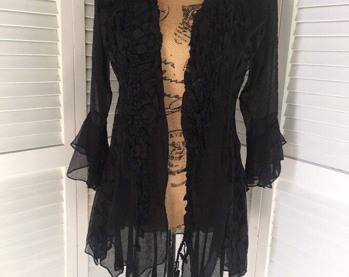 Gothic Wedding Black Chiffon Jacket, Boho Chic Jacket, Festival ...