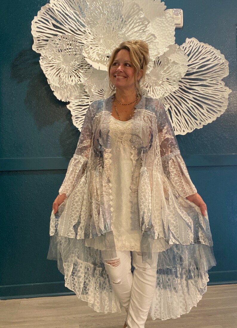 Vintage Lace Duster, Lace Kimono, Western Coverup, Plus Size Kimono ...