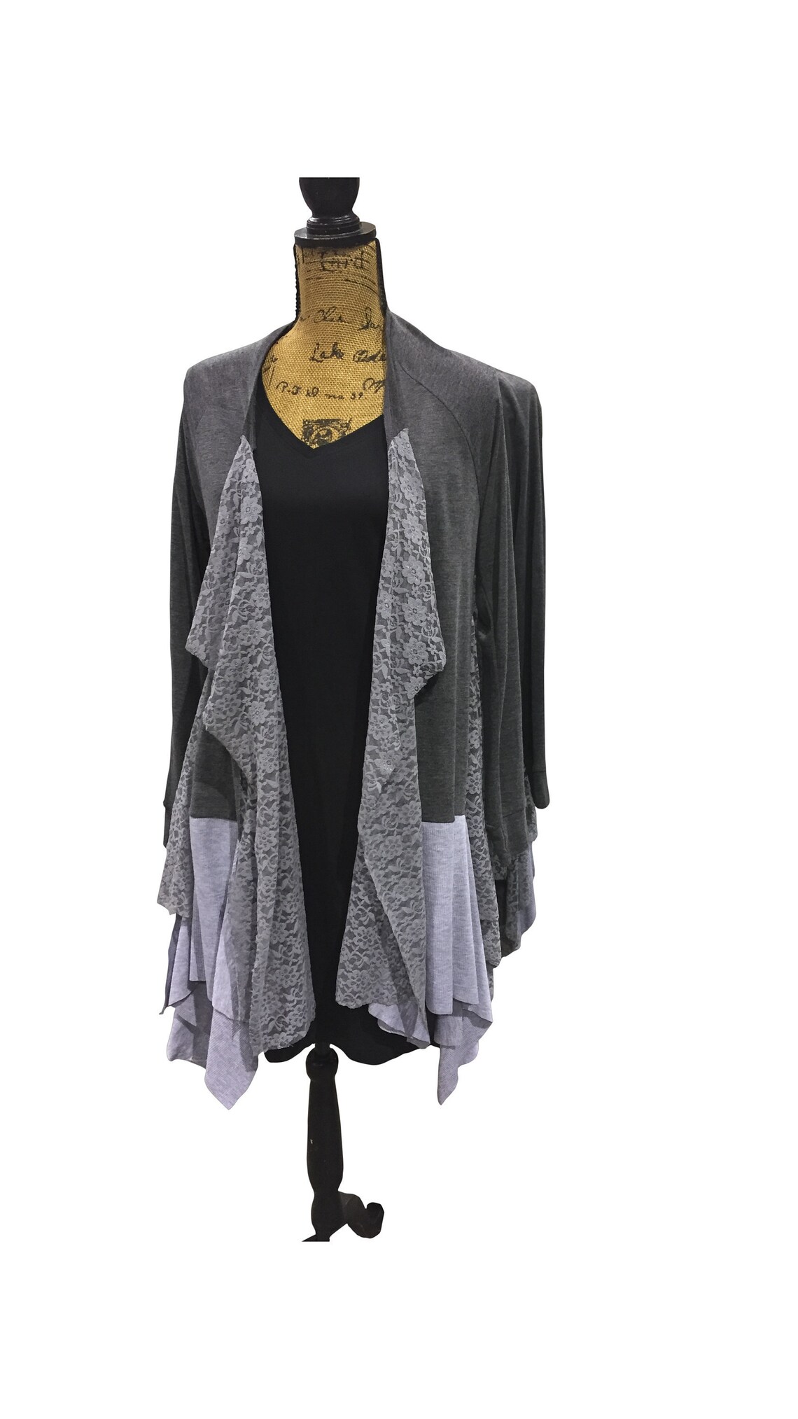 Plus Size Boho Chic Lace Waterfall Cardigan With Handkerchief - Etsy