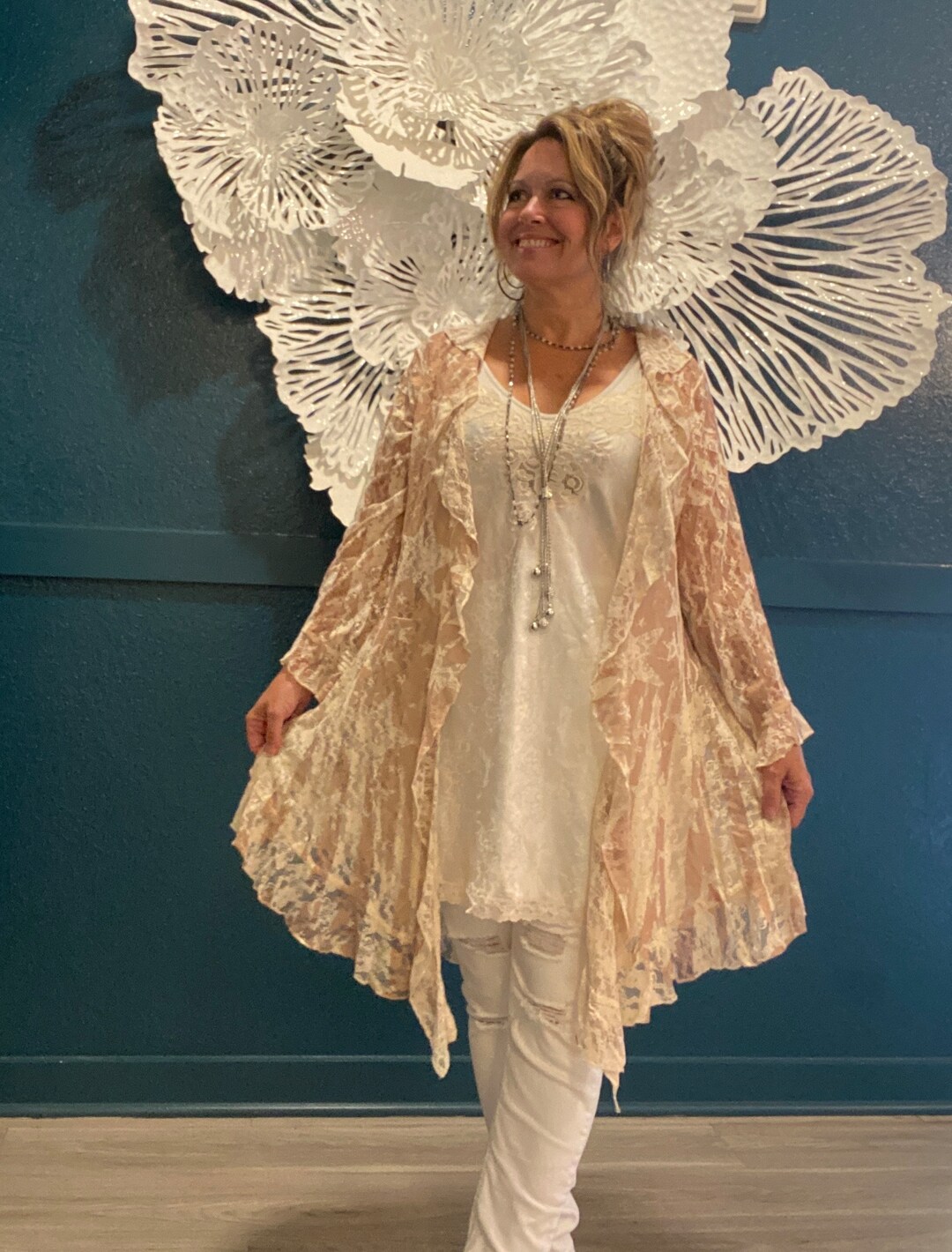 Country Chic Kimono Plus Size Lace Duster Resort Wear - Etsy