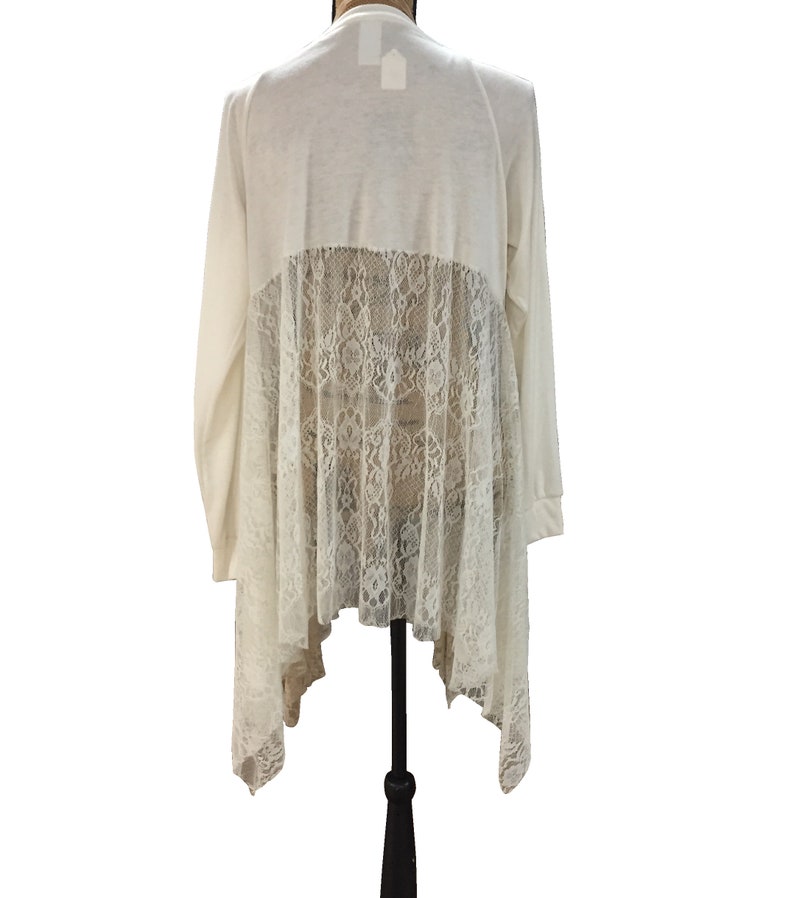Plus Size Boho Chic Lace Waterfall Cardigan With Handkerchief Hemline ...