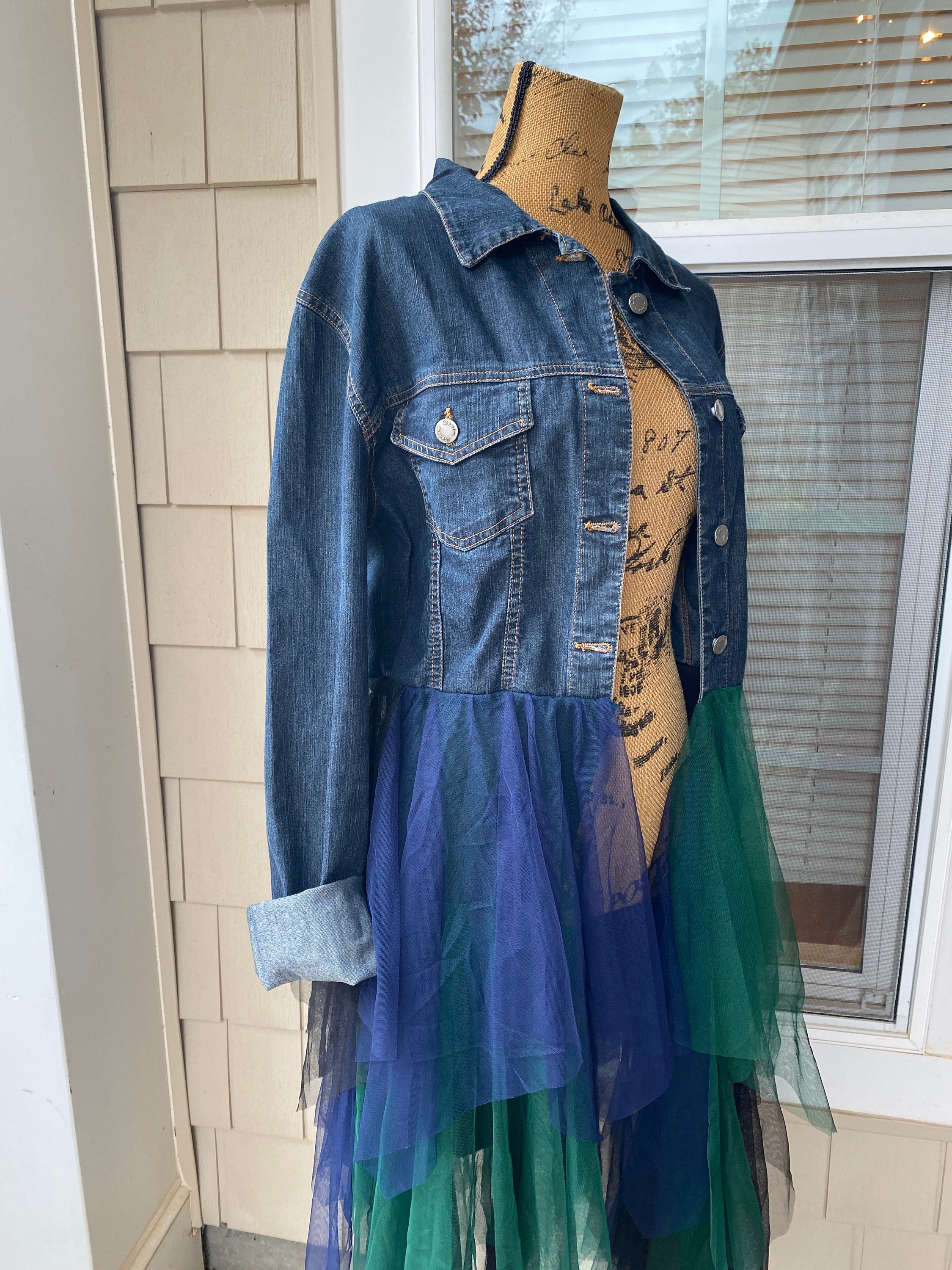 Denim Jacket With Tulle Skirt, Fairy, Vintage Jacket, Hippie Jacket ...