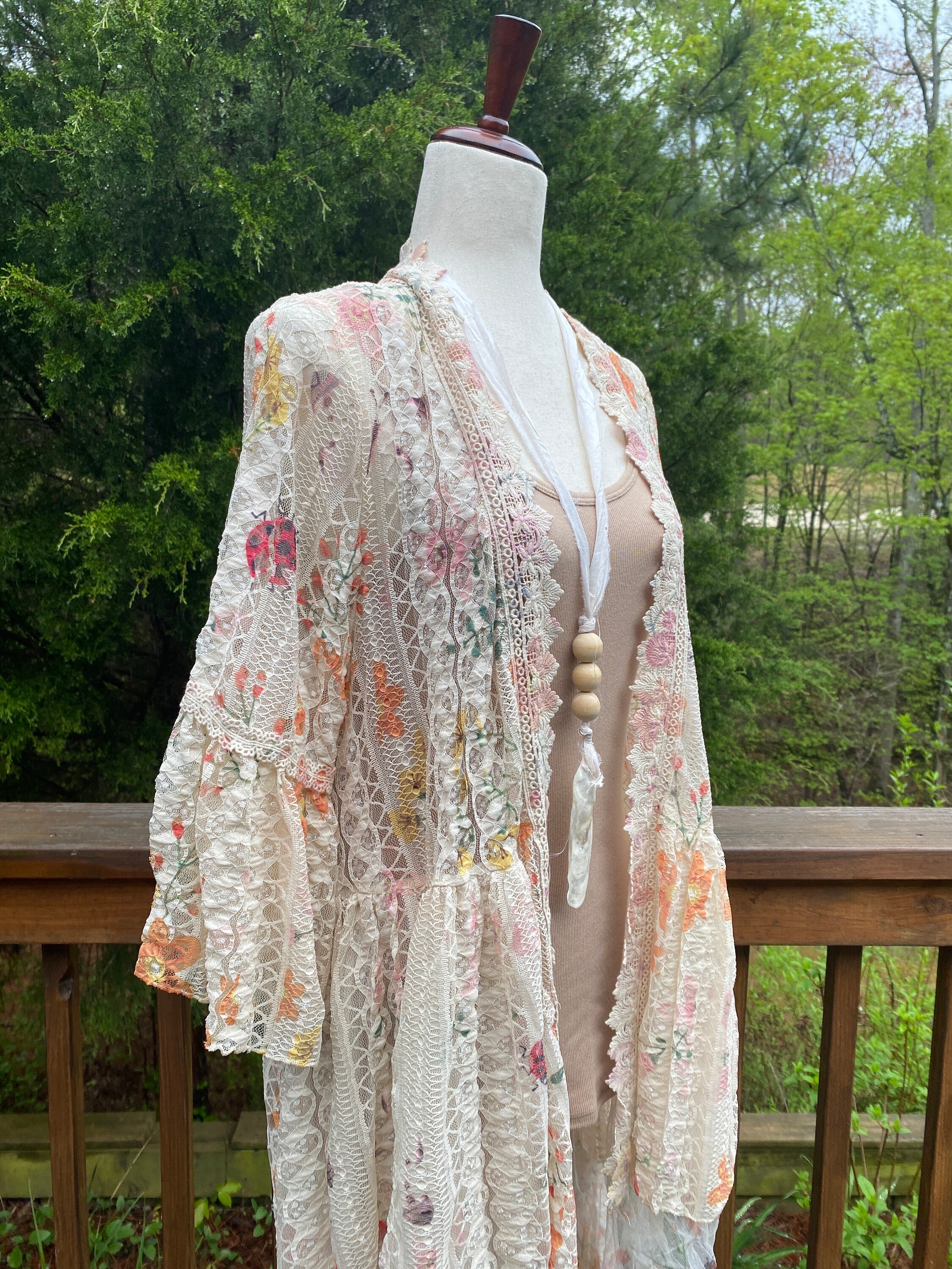 Plus Size Lace Duster: Ladybug Floral Kimono Cover-up - Etsy