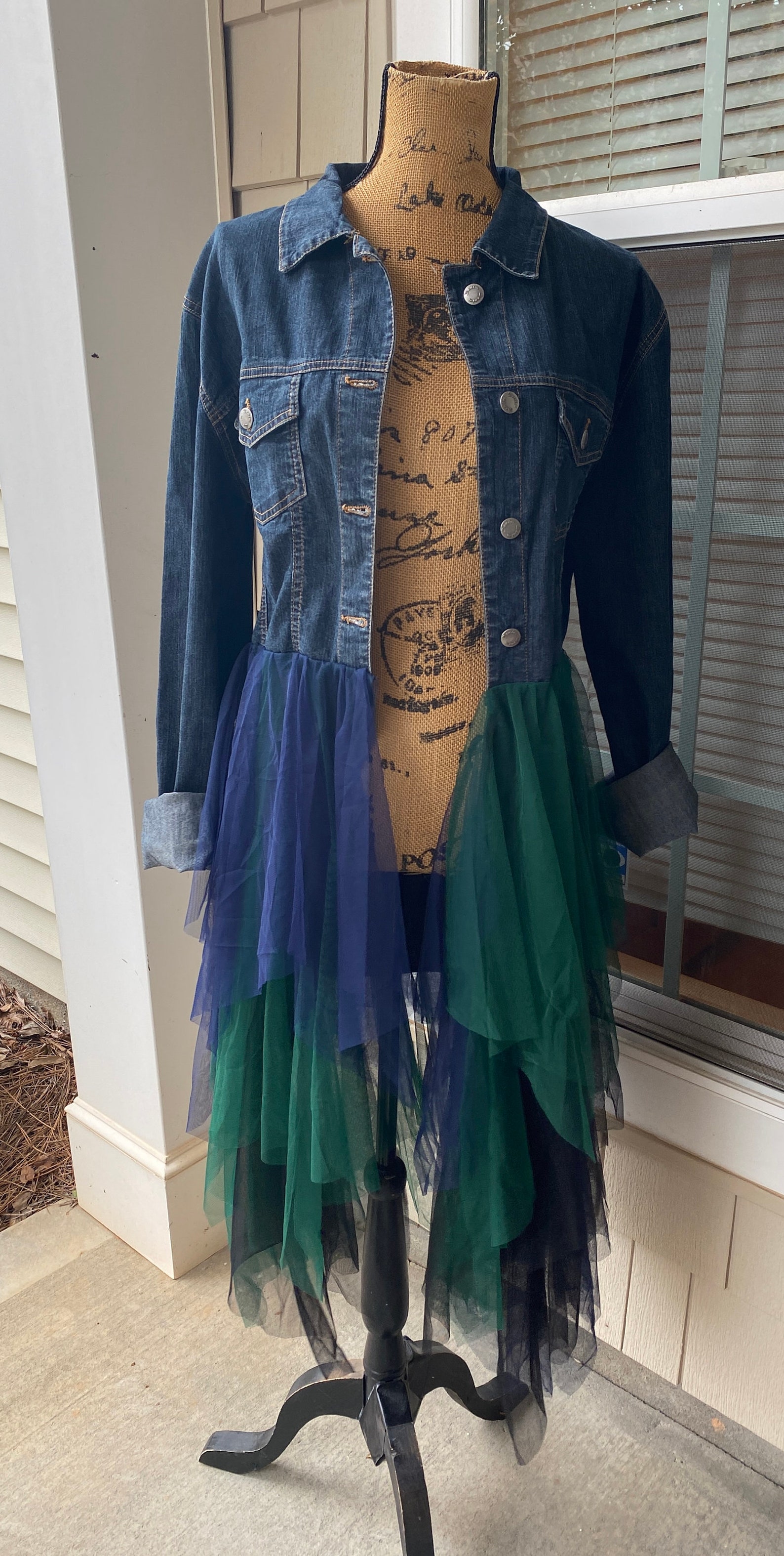 Denim Jacket With Tulle Skirt, Fairy, Vintage Jacket, Hippie Jacket ...