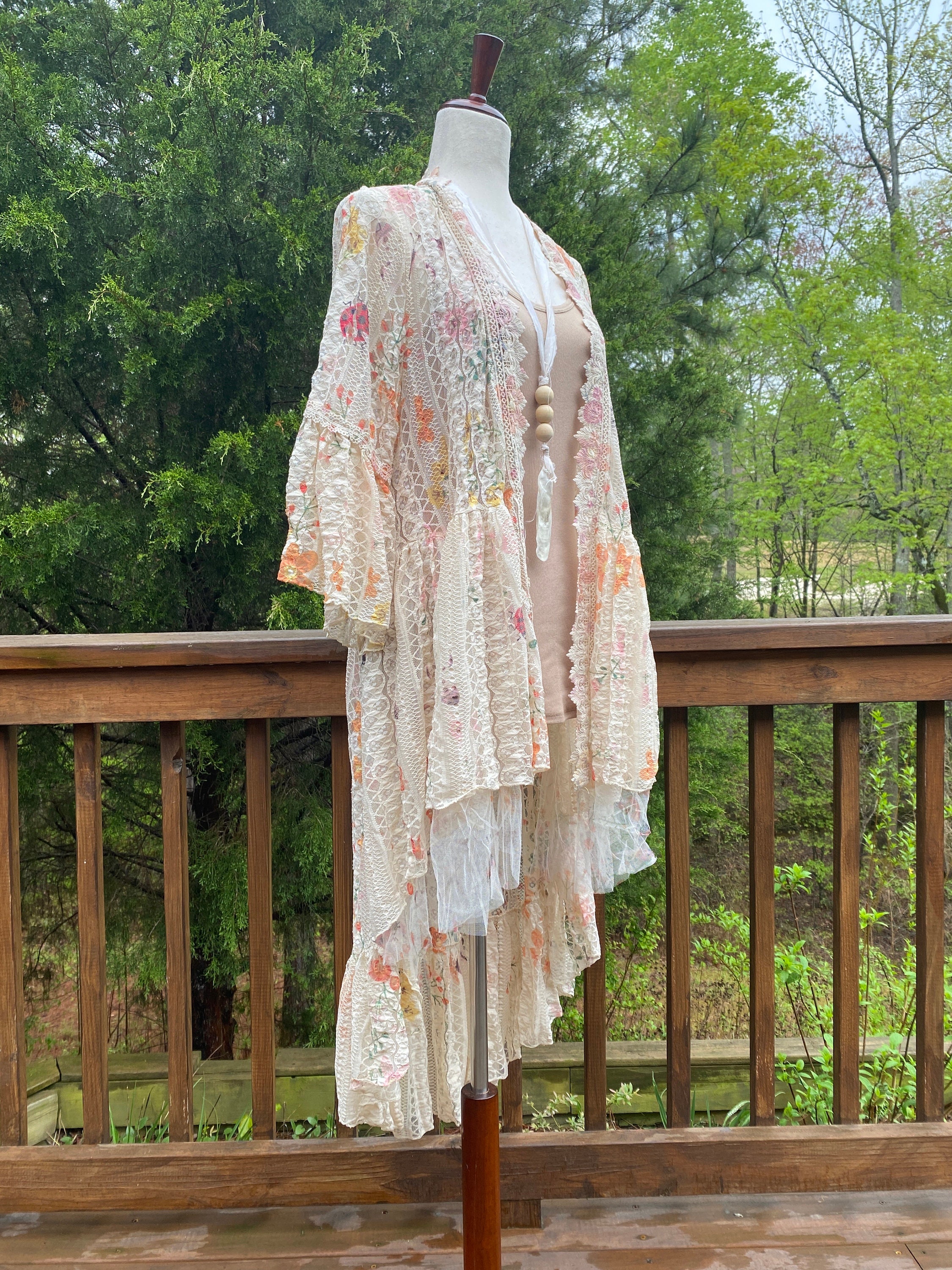 Plus Size Lace Duster: Ladybug Floral Kimono Cover-up - Etsy