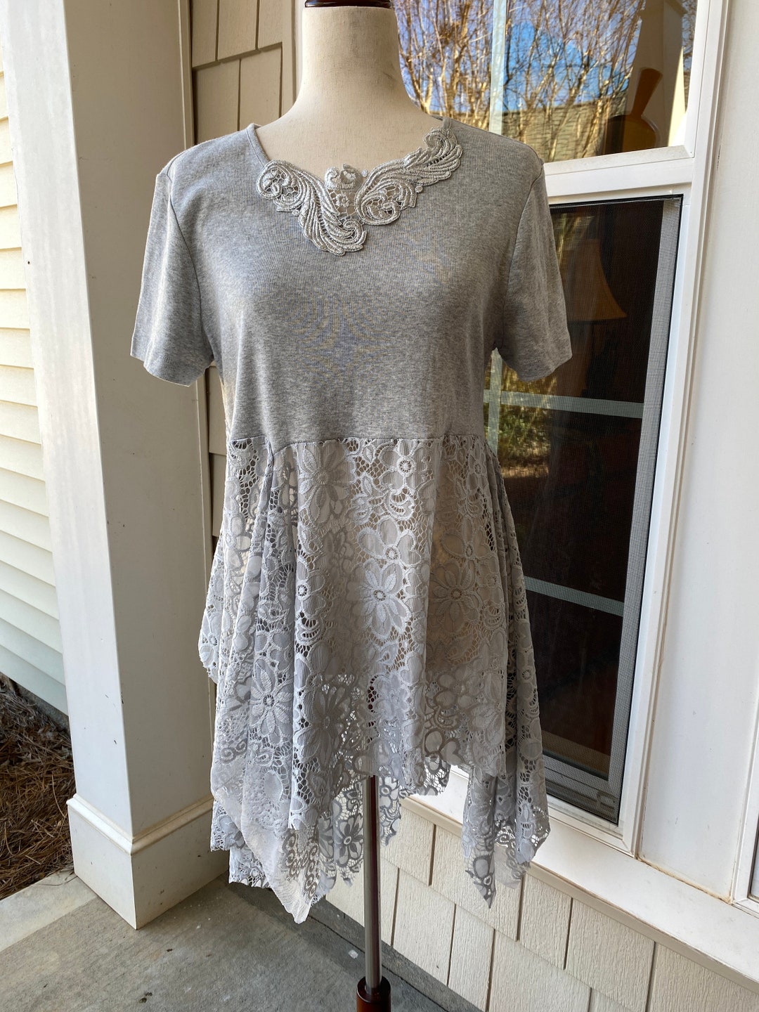 Gray Lace Dress, Boho Chic Lace Tunic, Summer Dress, Beach Tunic ...