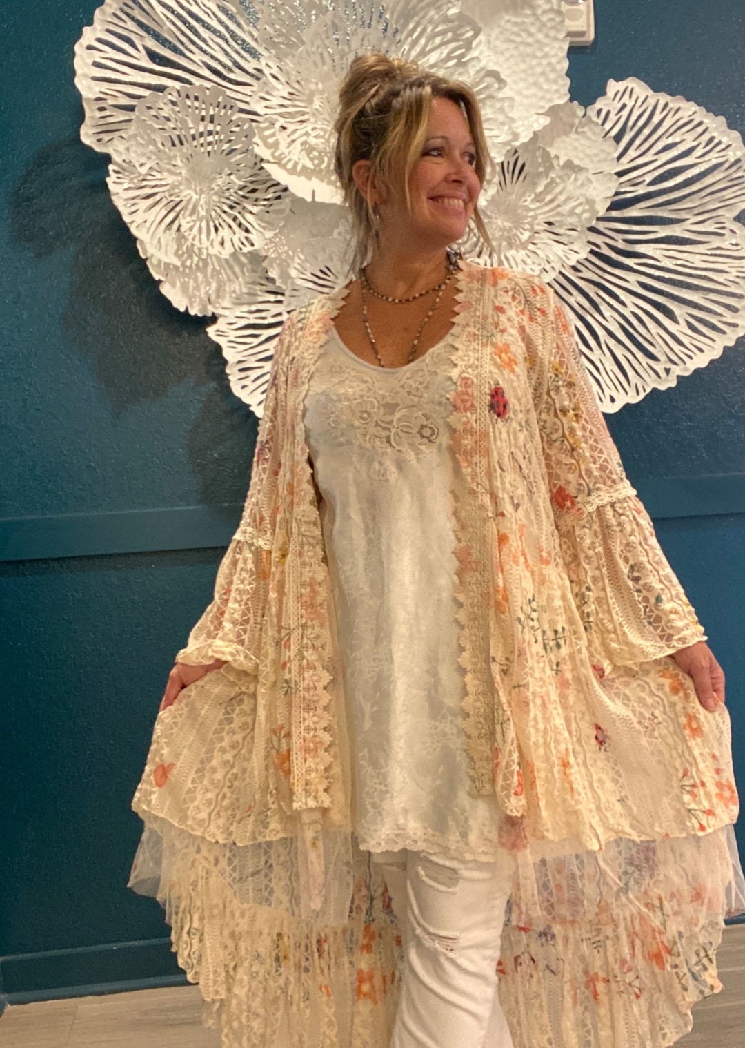 Plus Size Lace Duster: Ladybug Floral Kimono Cover-up - Etsy