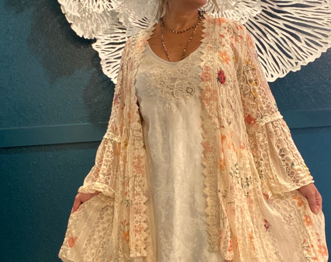Plus Size Lace Duster: Ladybug Floral Kimono Cover-up - Etsy