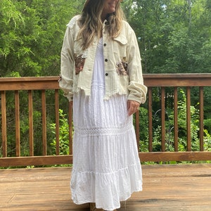 Winter White Corduroy Patchwork Jacket, Ivory, Boho Chic Hippie Jacket ...